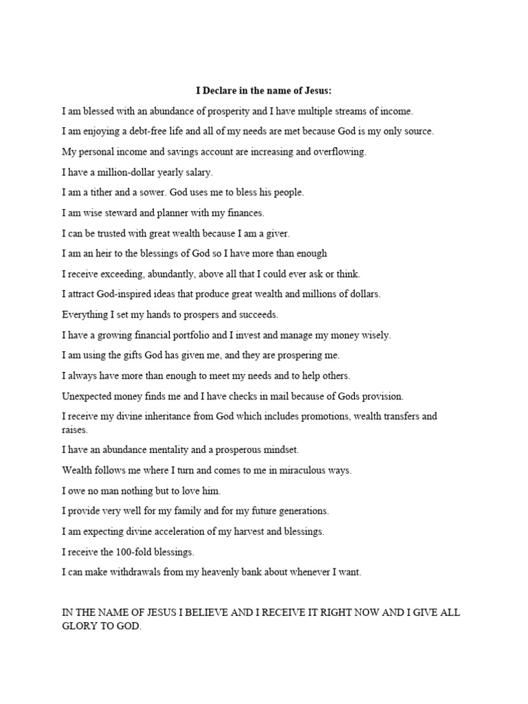 I Delcare Finances | PDF | Religious Belief And Doctrine