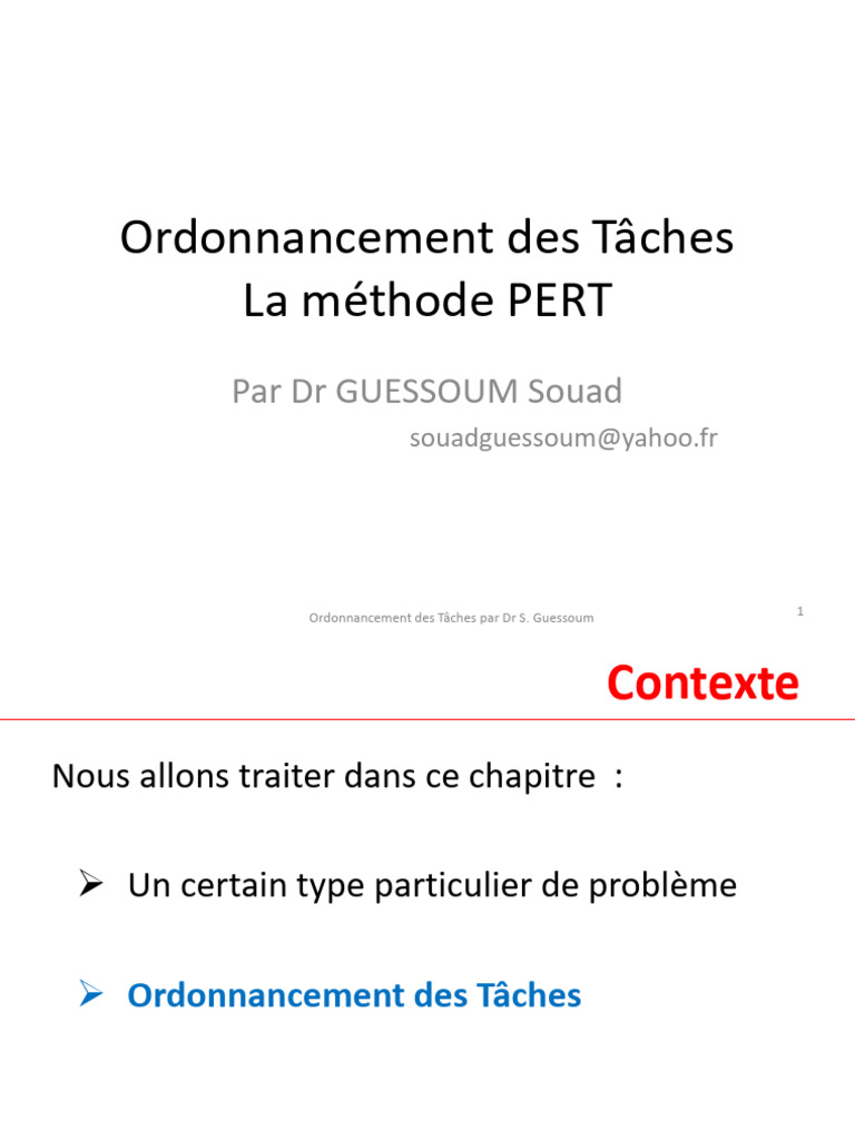 Méthode PERT pour l'Ordonnancement des Tâches | PDF | Méthodes et ...