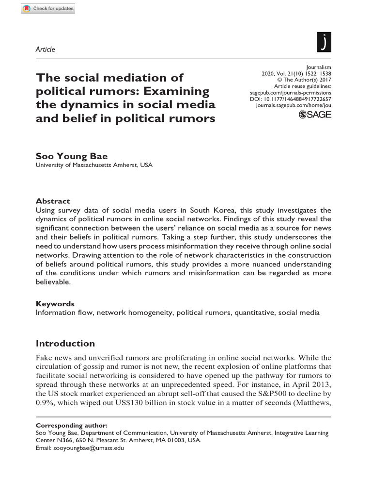 Social Media's Role in Political Rumors | PDF | Social Media | Popular ...