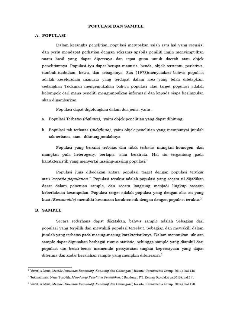 Populasi Dan Sample | PDF | Sains & Matematika