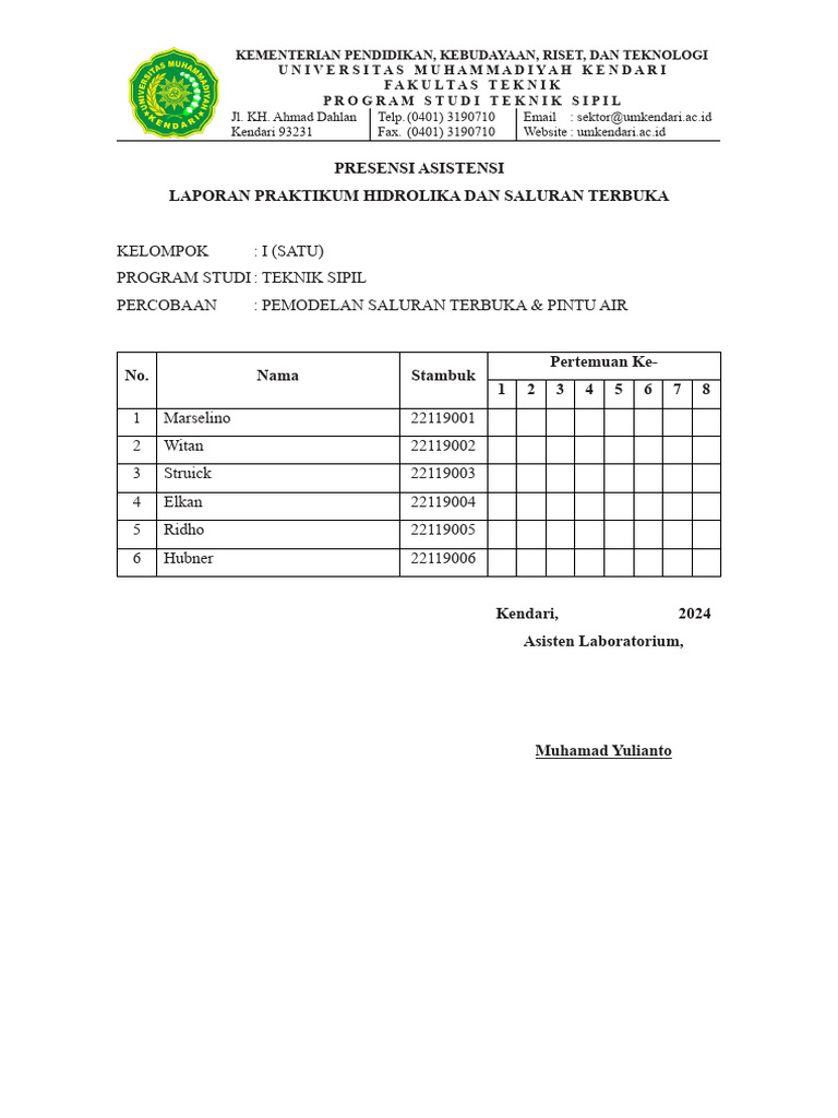 Lembar Absensi Dan Asistensi | PDF