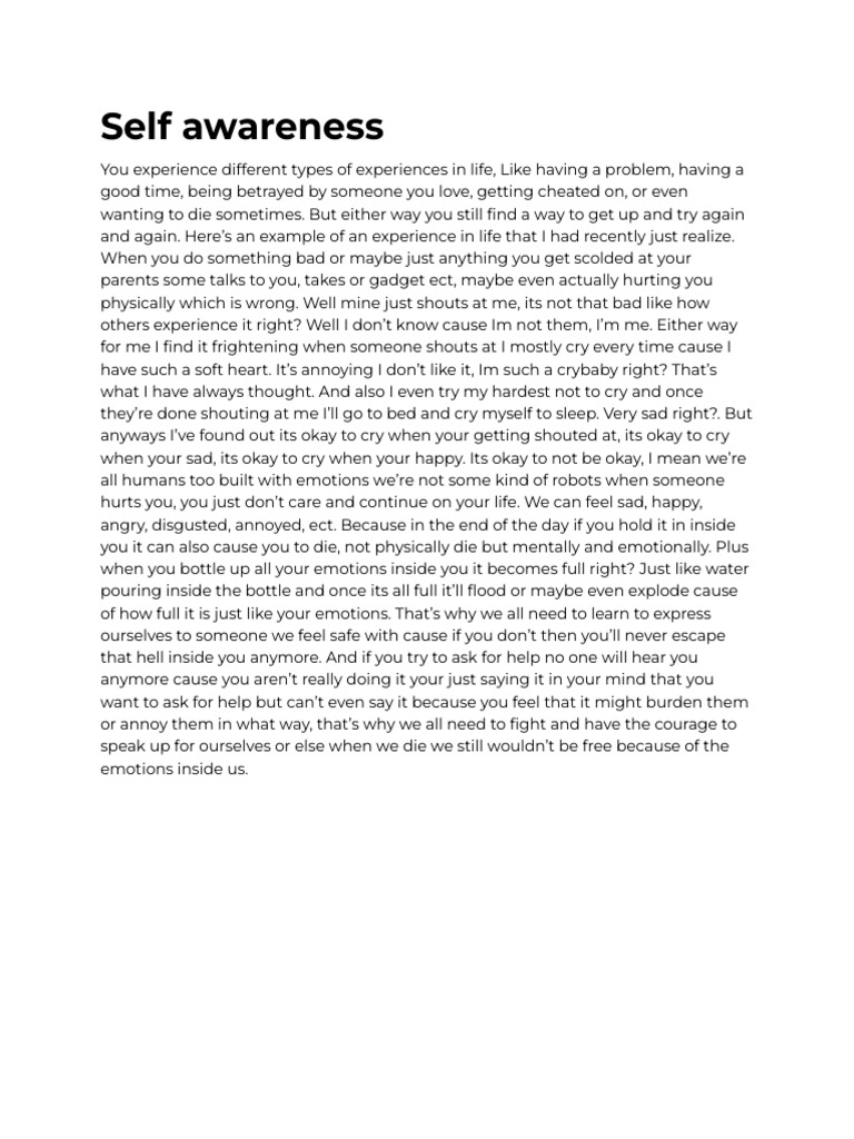 Self Awareness | PDF