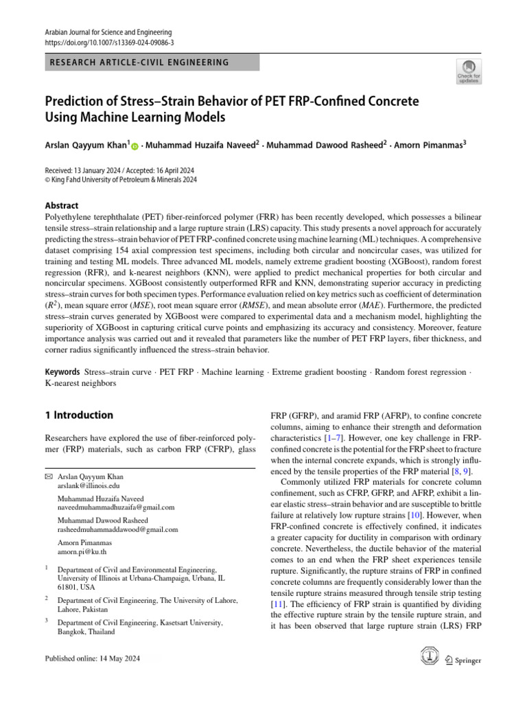 Prediction of Stress-Strain Behavior of PET FRP-Confined Concrete | PDF ...
