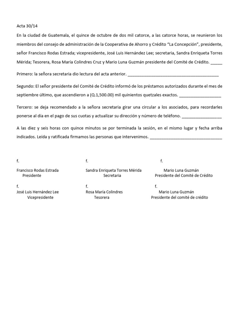 XKCLP Actividad 5 Ejemplos de Actas | PDF