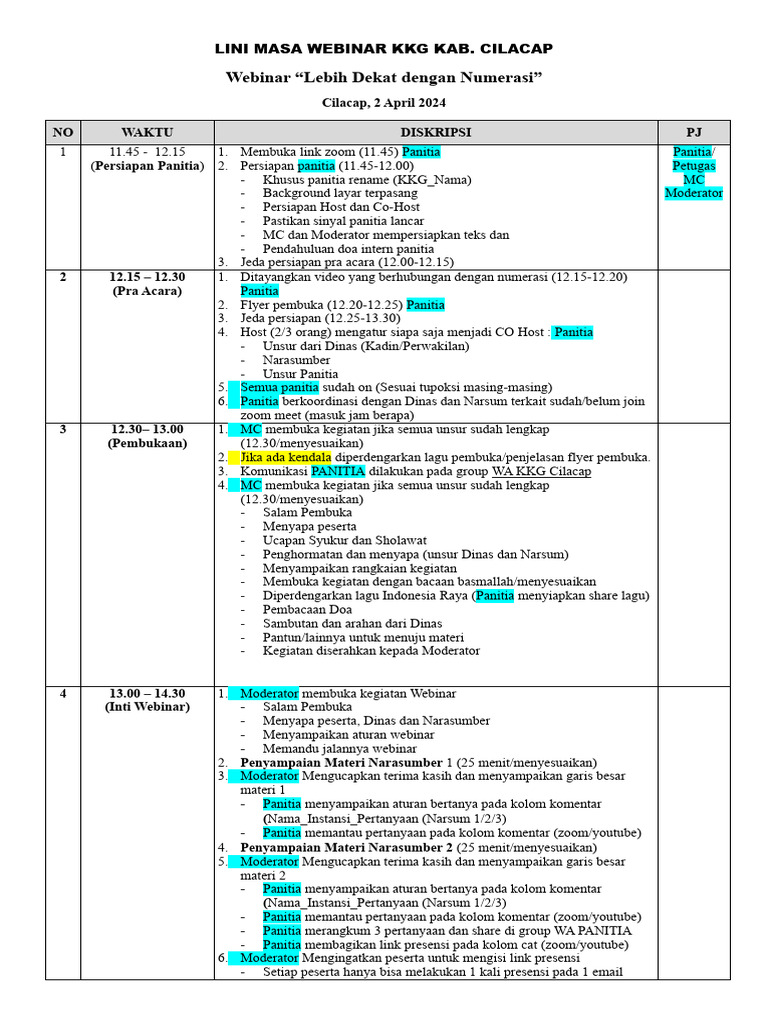 Lini Masa Webinar - Gladi | PDF
