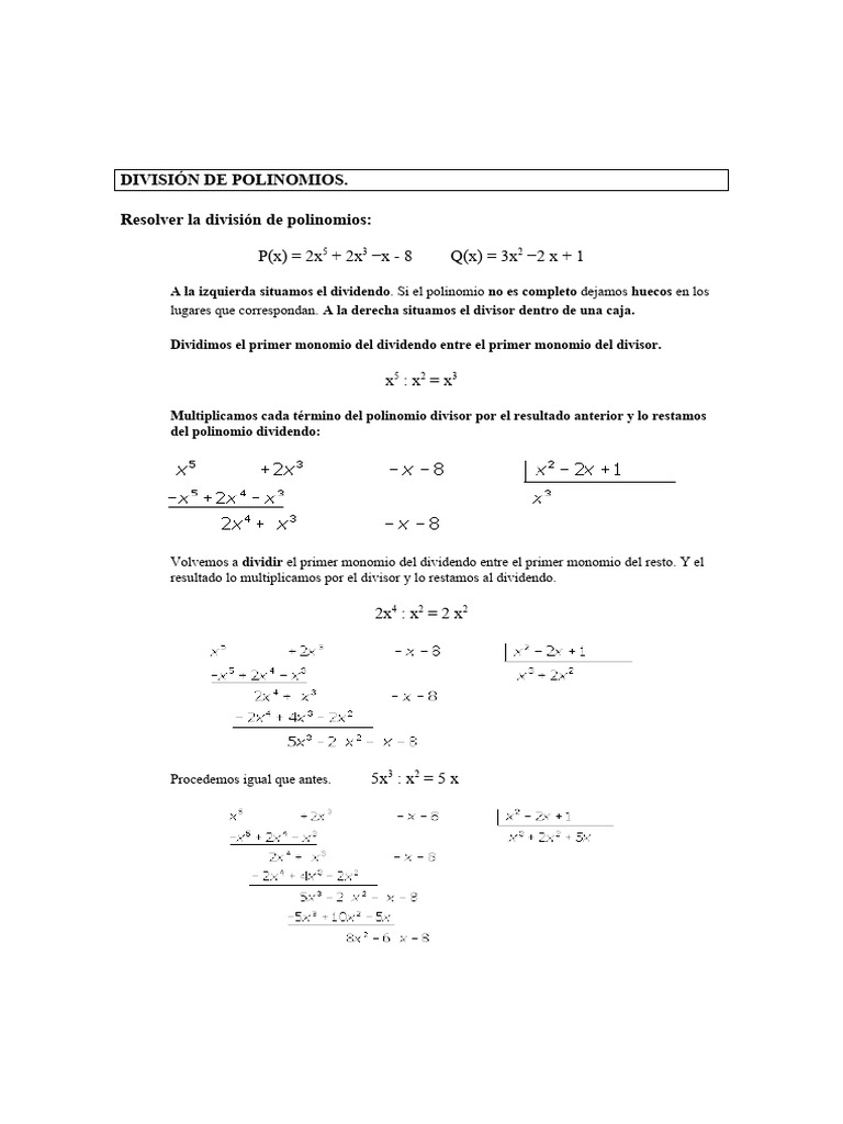 Teoria Division de Polinomios y Ruffini | PDF | Matemáticas De La ...