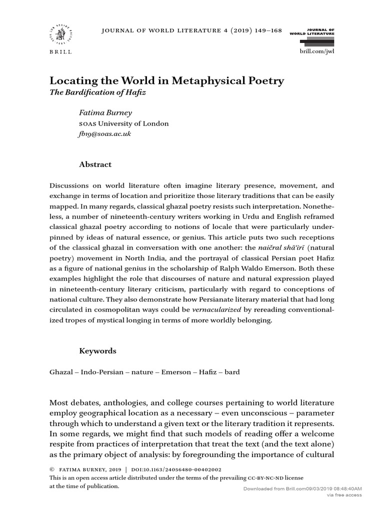 Locating The World in Metaphysical Poetr | PDF | Hafez | Poetry