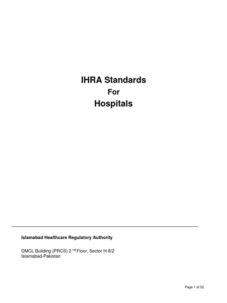 IHRA Standards For Hospitals | PDF | Surgery | Patient