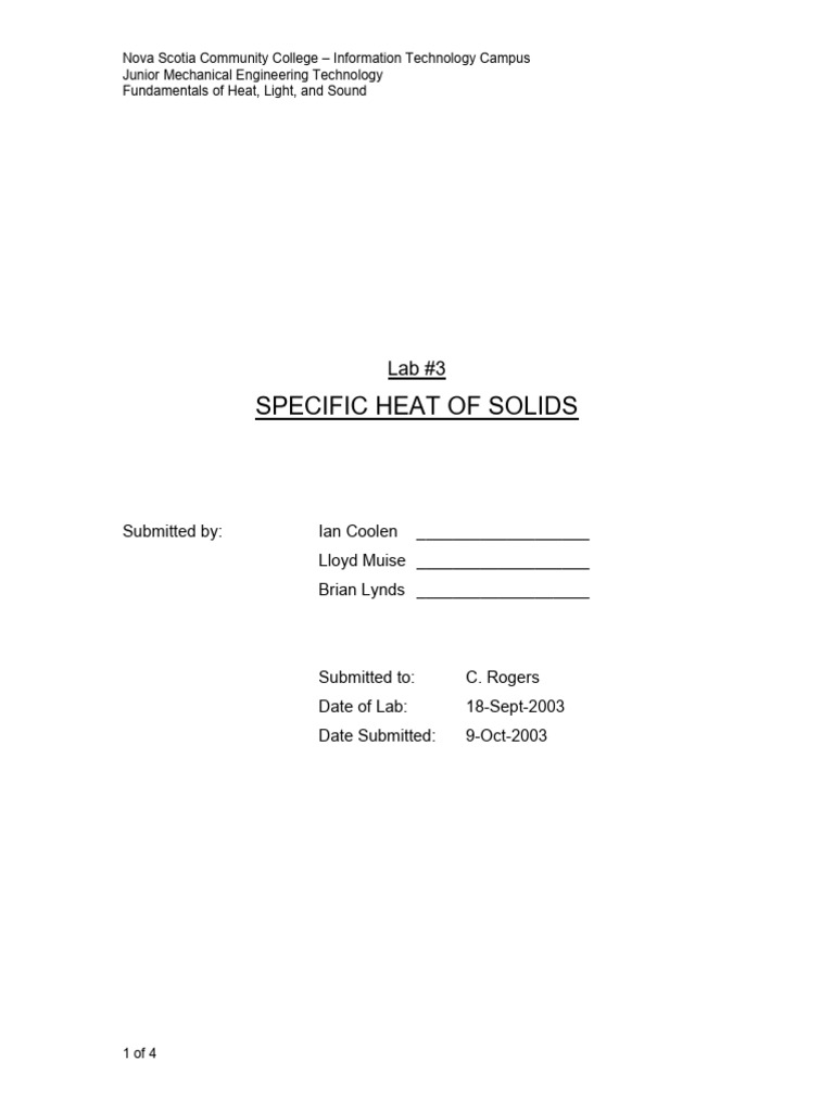 Fhls Lab 3 | PDF | Heat | Temperature