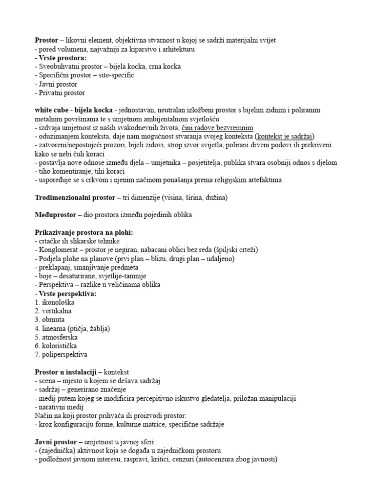 TeorijaProstora Ispit Biljeske | PDF