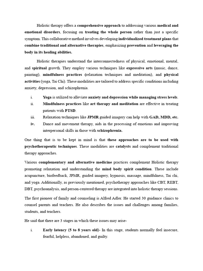 Holistic Approach To Counseling | PDF | Psychotherapy | School Psychology