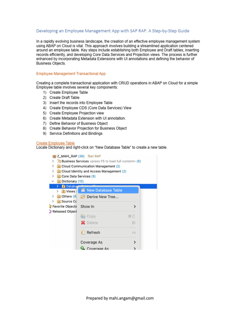 Employee Management with SAP RAP | PDF | Class (Computer Programming) | Databases