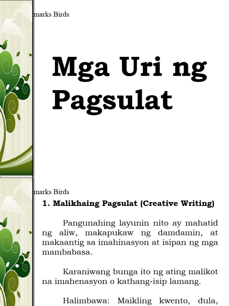 Mga Uri NG Pagsulat FPL 2 | PDF