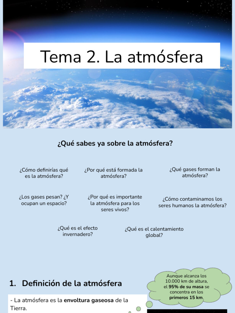 Tema 2. La atmósfera | PDF | Atmósfera | Contaminación