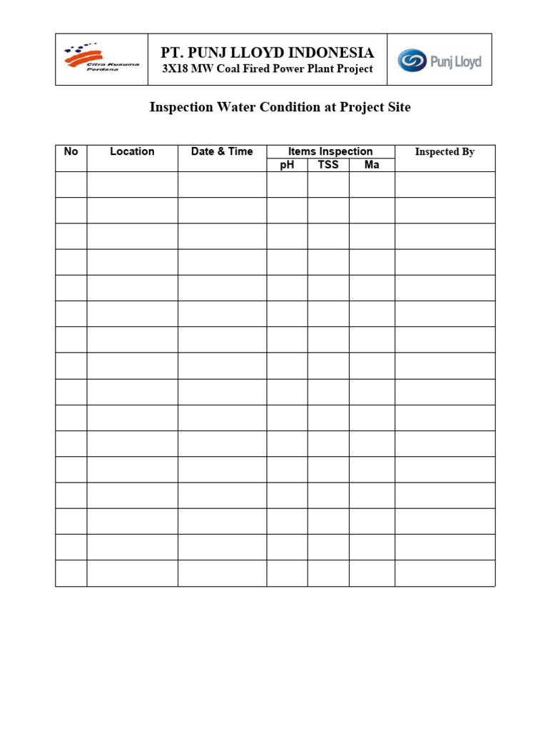 51 PLI - Form - Inspection Water Condition | PDF