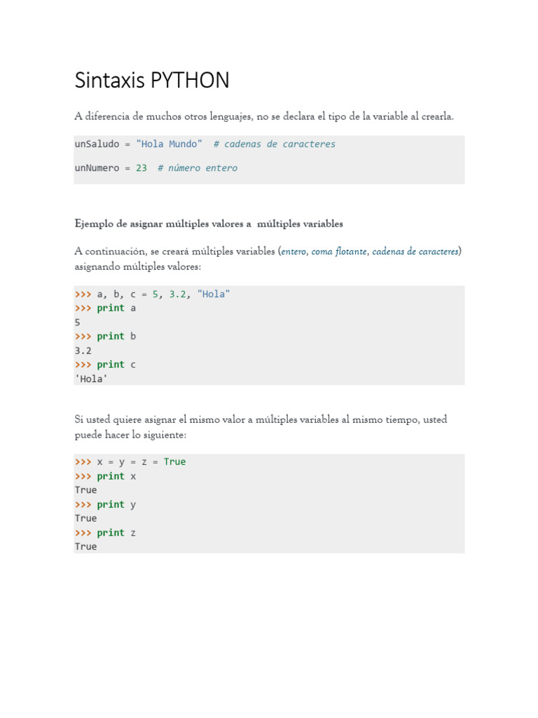 Sintaxis PYTHON | PDF | Python (lenguaje de programación) | Función (Matemáticas)