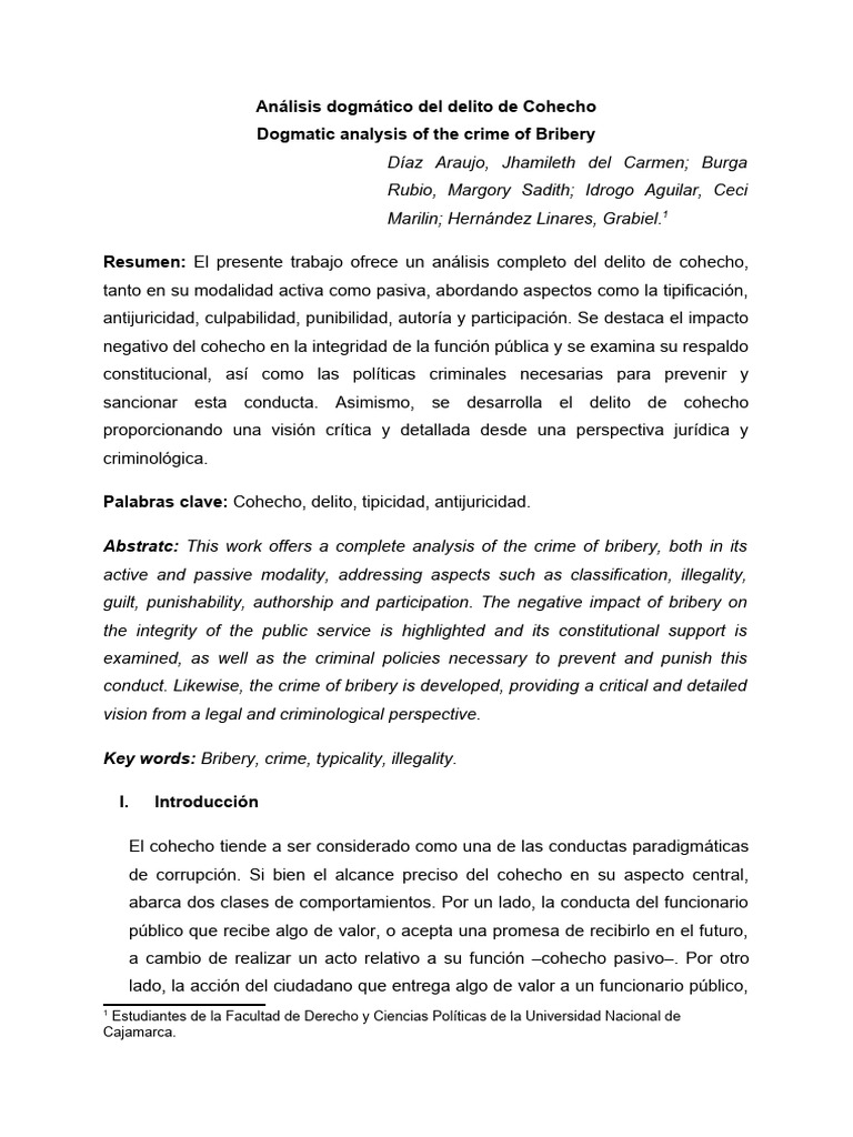 Índice - Cohecho | PDF | Soborno | Castigos