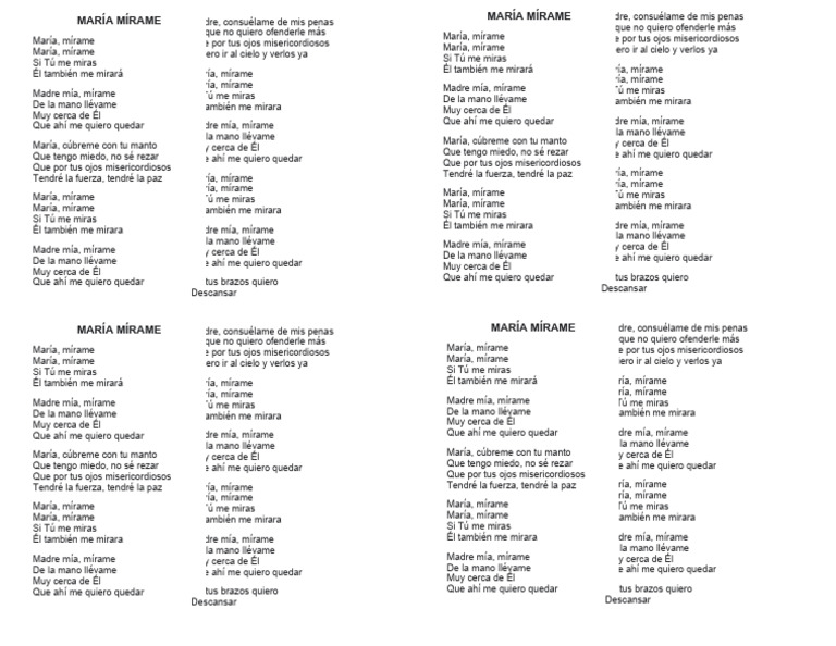 CANCIÓN MARÍA MÍRAME ACTO MARIANO | PDF
