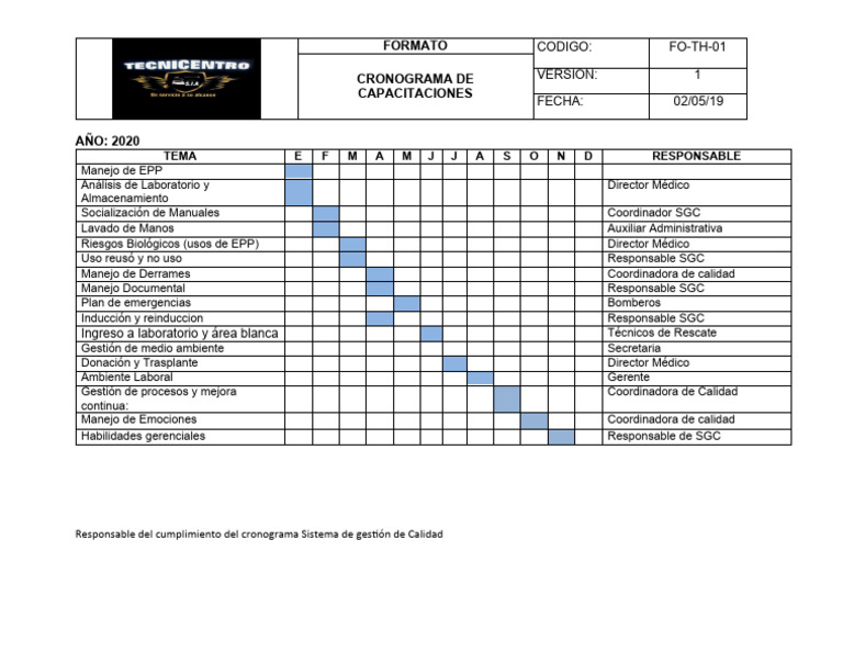 Cronograma de Capacitaciones | PDF