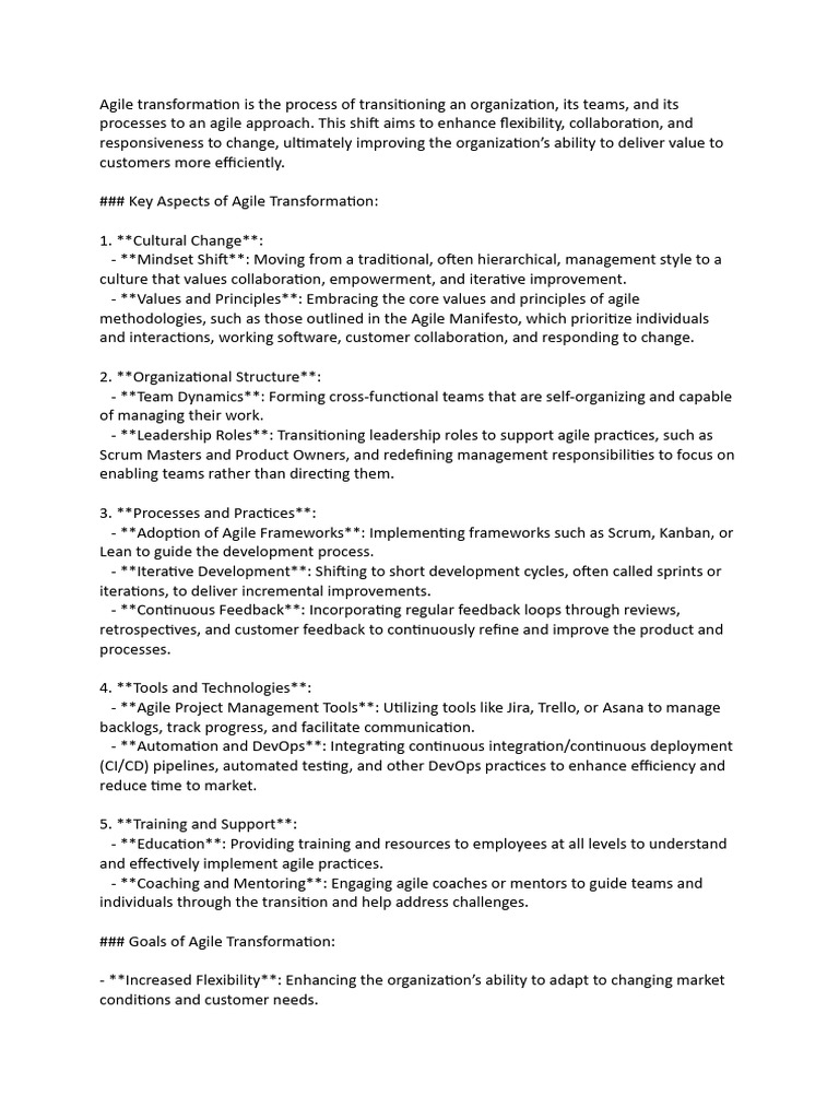Agile Transformation | Download Free PDF | Agile Software Development | Scrum (Software Development)