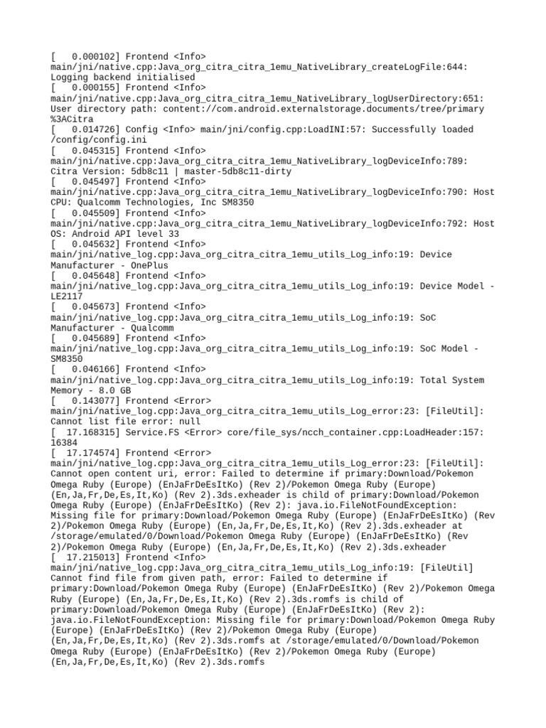 Citra Emulator Log Analysis | PDF | Software | System Software