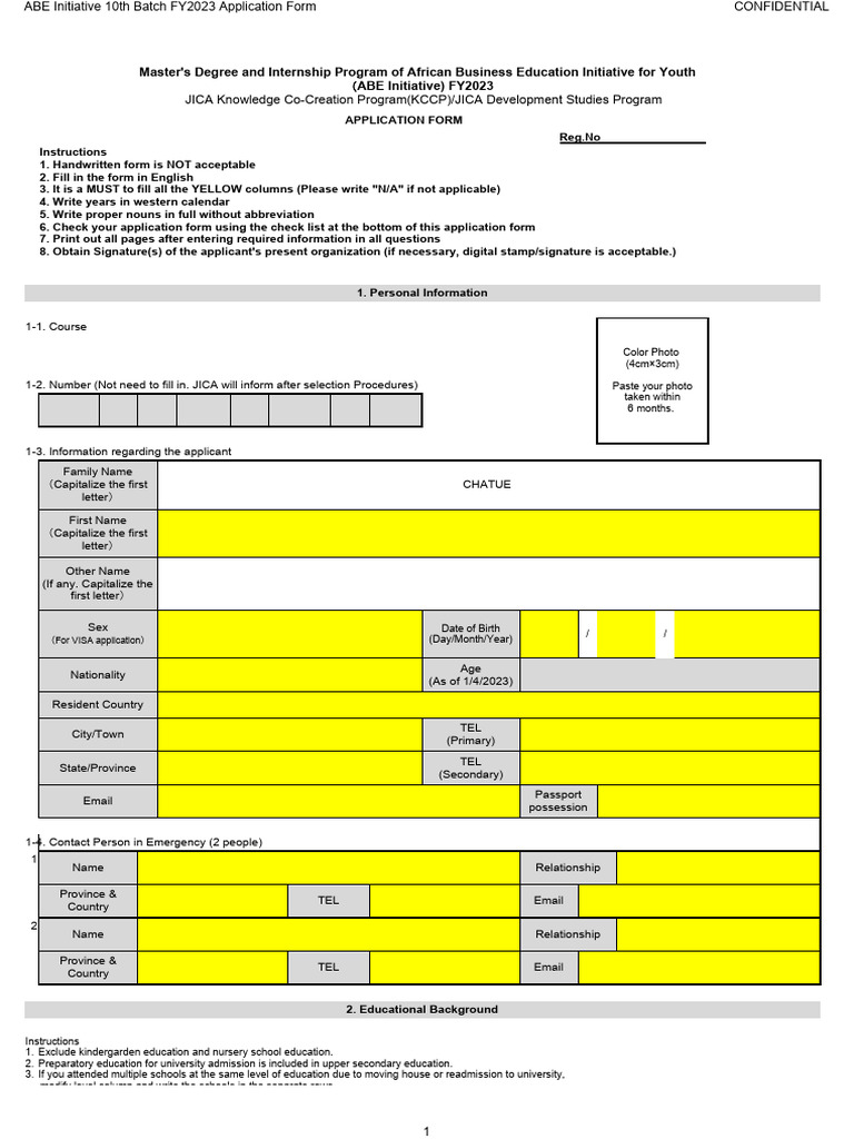 A-3. 2023 Application Form For ABE Initiative (Includes Annex1&3) | PDF ...