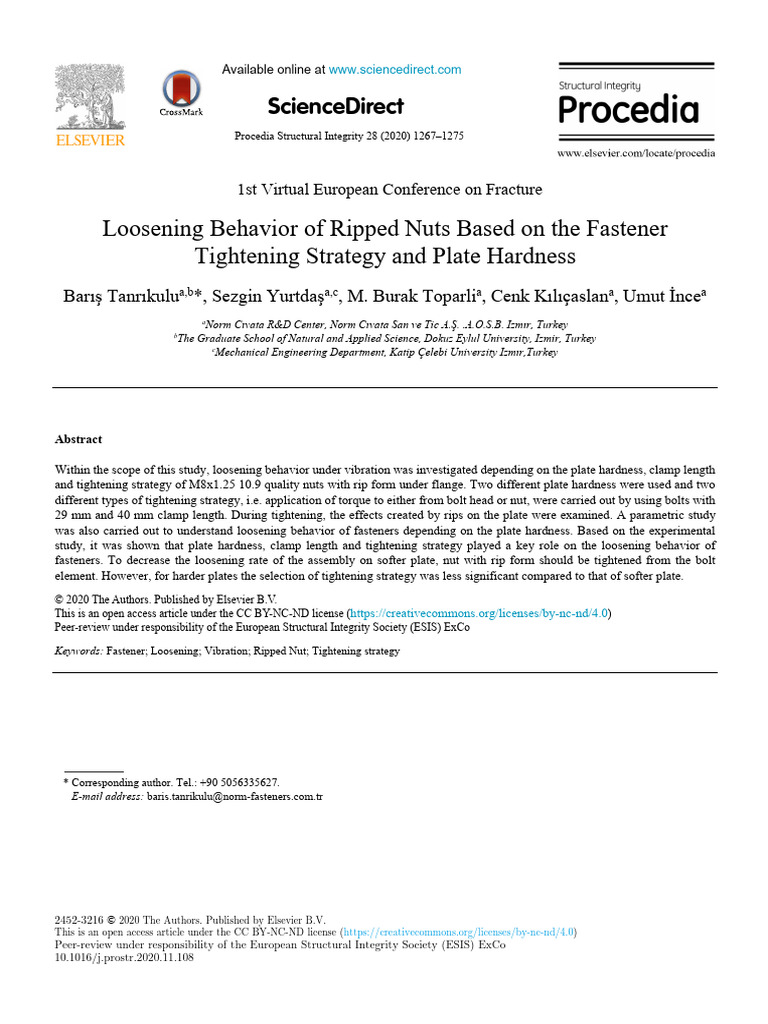 Ripped Nuts: Loosening Behavior Study | PDF | Nut (Hardware ...