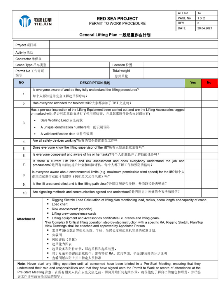 General Lifting Plan and Procedures | PDF | Crane (Machine)