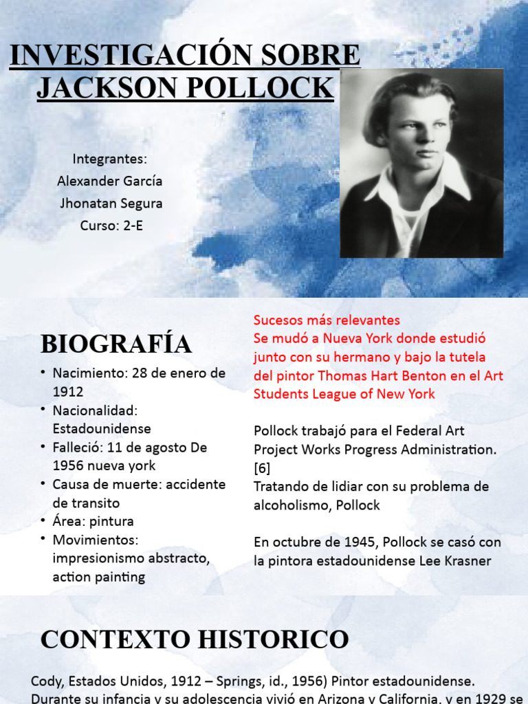 Jackson Pollock: Biografía y Obras Clave | PDF | Artes plásticas | Las ...