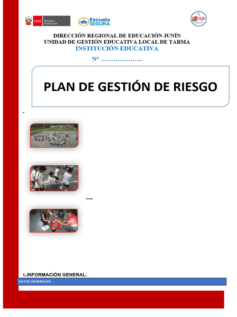 Modelo Esquema - Plan - GRD - IE - 2024-TARMA | PDF | Radiación | Desastres naturales