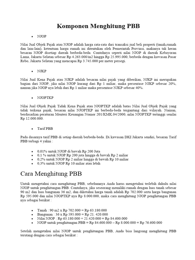 Perhitungan PBB, PPH Dan PPN | PDF