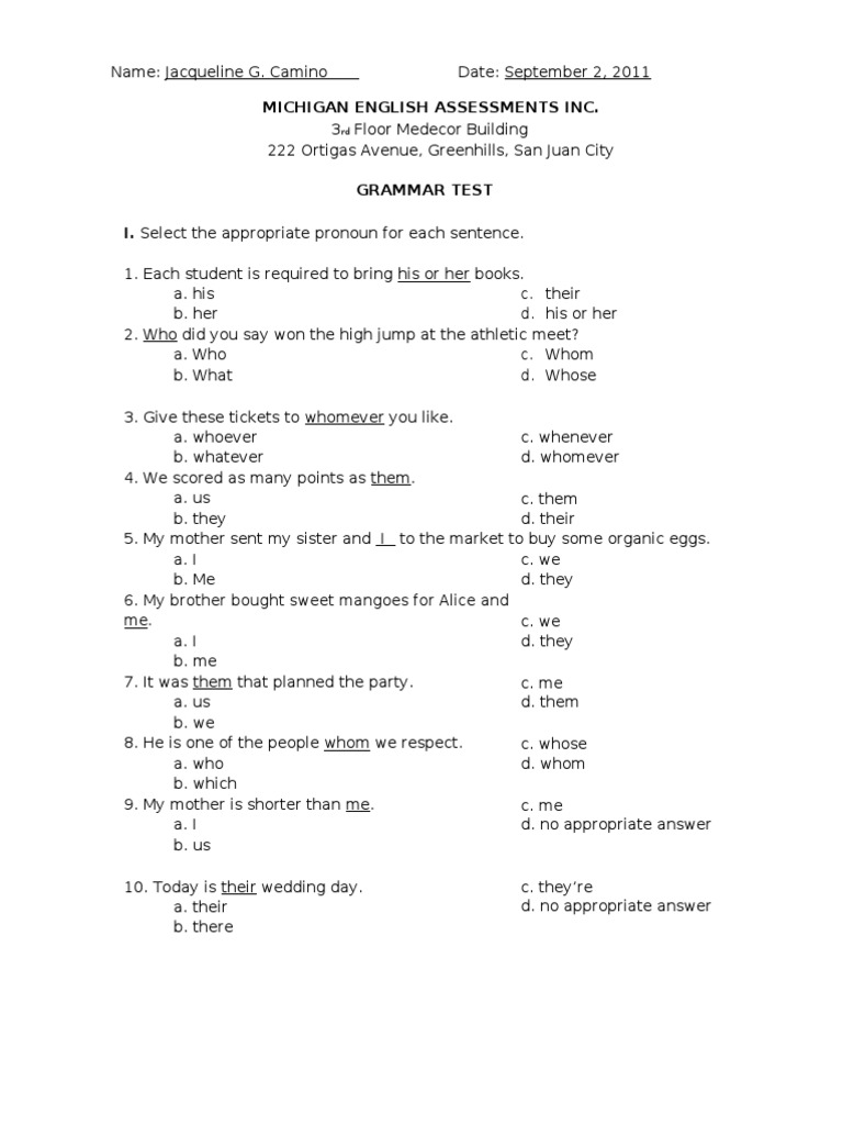Grammar Knowledge Test | PDF | Verb | Morphology