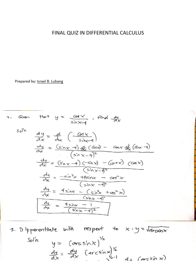 Final QUIZ (Diff Cal) | PDF