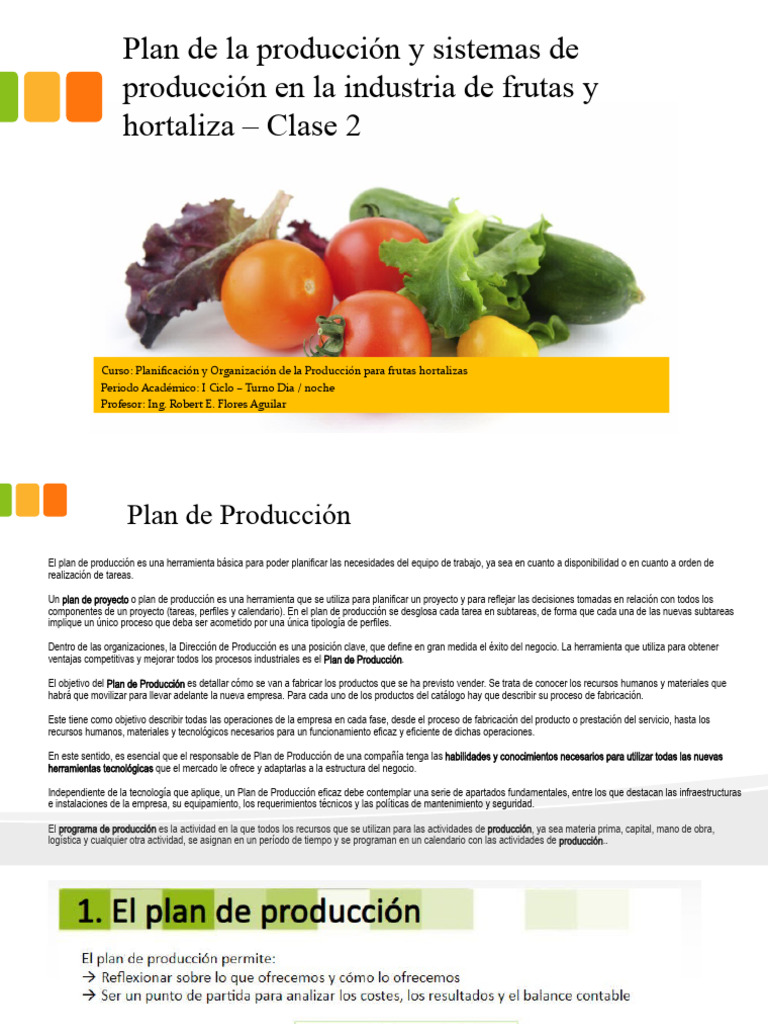 Sistema de Producción en Procesamiento de Frutsa Clase 2 | PDF ...