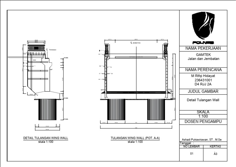 Detail Tulangan Wing Wall Jembatan | PDF