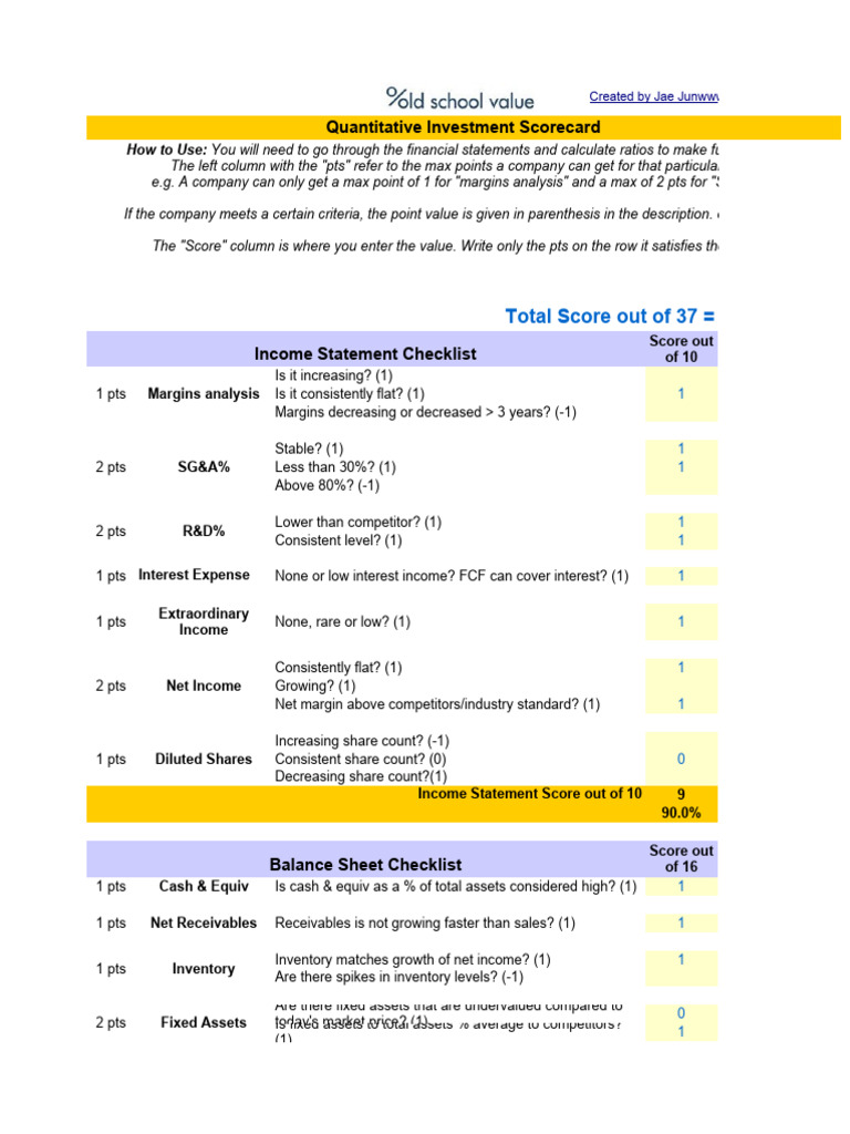 Quantitative Investment Scorecard | PDF | Goodwill (Accounting ...