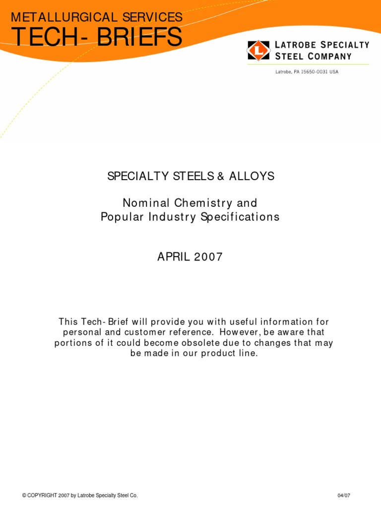 300 M Latrobe Special Alloys | PDF | Metallic Elements | Materials