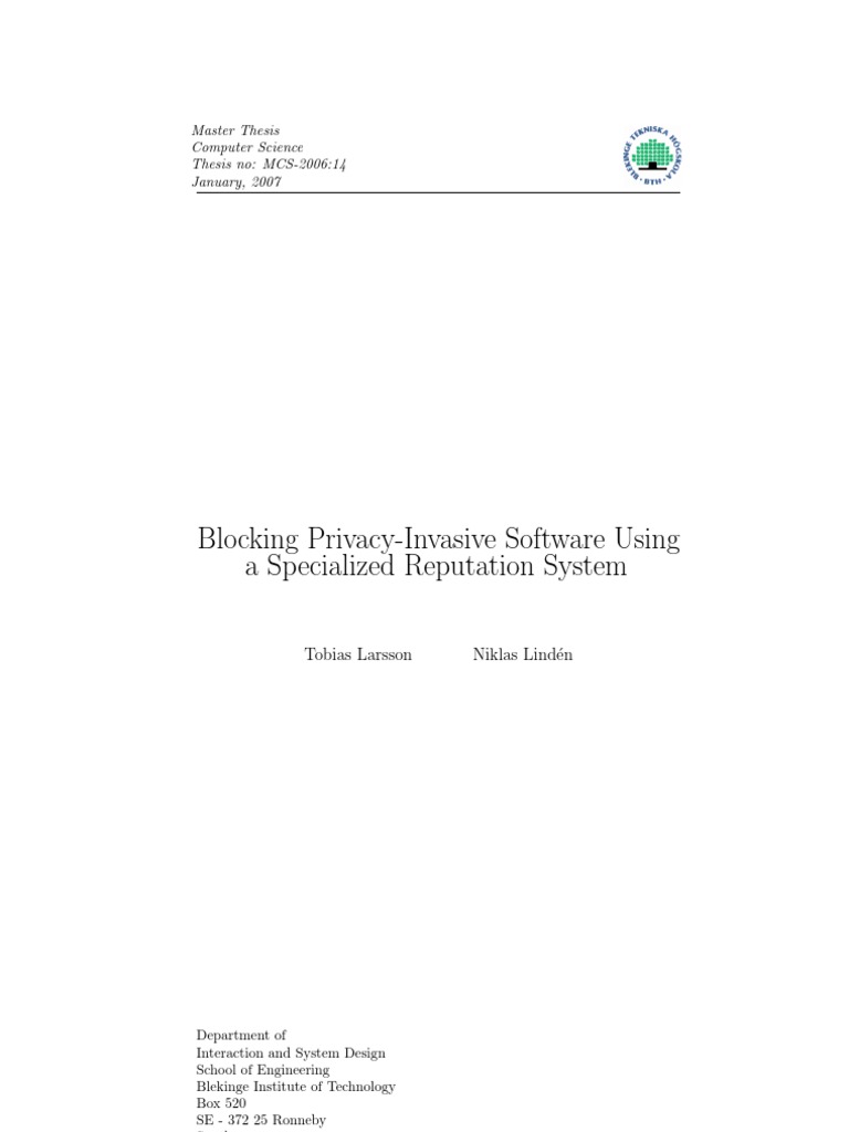 Blocking Privacy-Invasive Software Using A Specialized Reputation ...