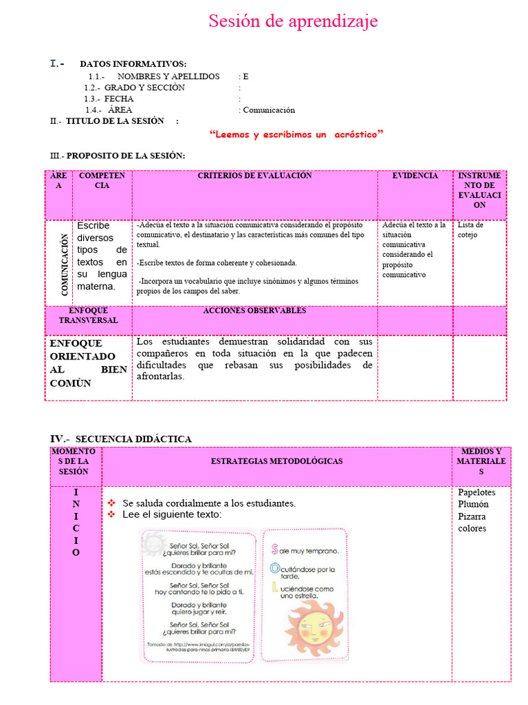 Acróstico: Estrategias de Escritura | PDF | Cognición