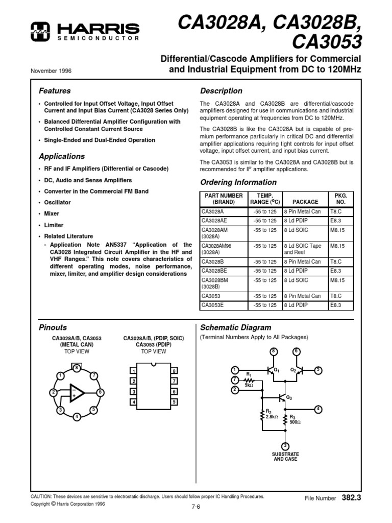 CA3028 | PDF | Amplifier | Electrical Circuits
