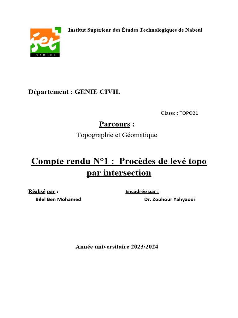 Levé topographique par intersection | PDF | Topographie | Trigonométrie