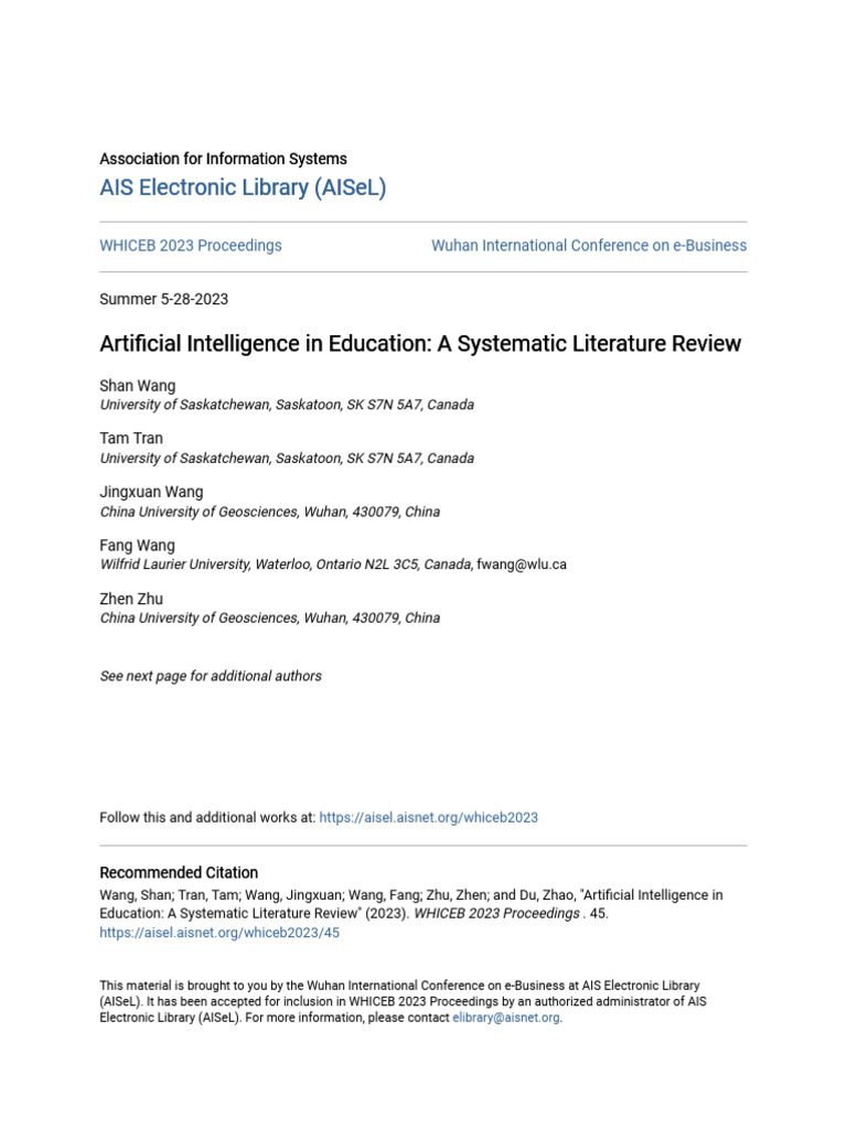 Ai In Education Systematic Review Pdf Artificial Intelligence