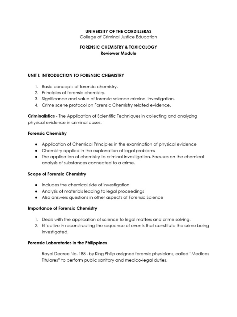Reviewer-Forensic-Chemistry-Toxicology | PDF | Blood Type | Glasses