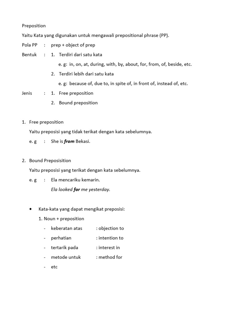 9 Preposition MATERI Dan SOAL | PDF