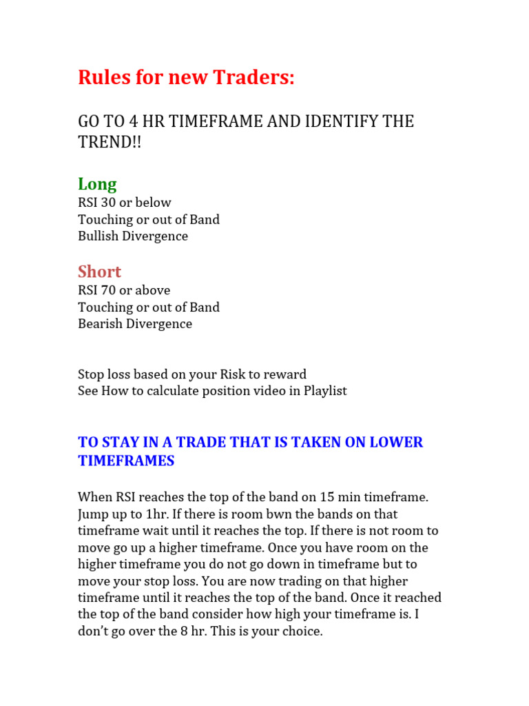 Trading Rules for New Traders | PDF