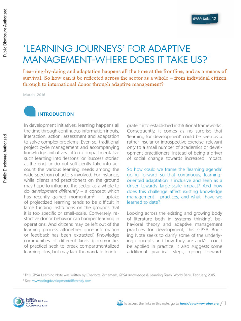 Note 12 Learning Journeys For Adaptive Management Where Does It Take Us ...