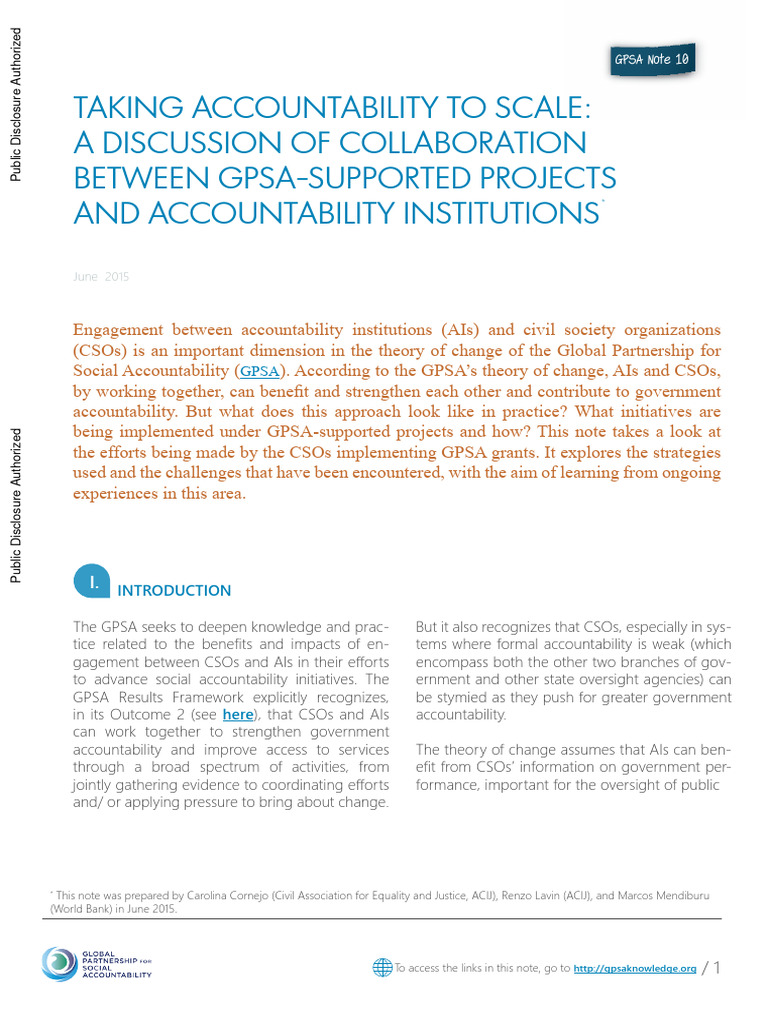 Taking Accountability To Scale A Discussion of Note 10 Collaboration ...