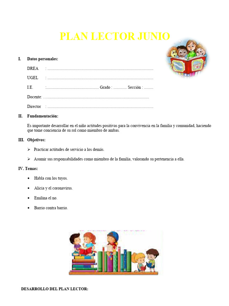 6° PLAN LECTOR - JUNIO | Descargar gratis PDF | Moisés | Comprensión lectora