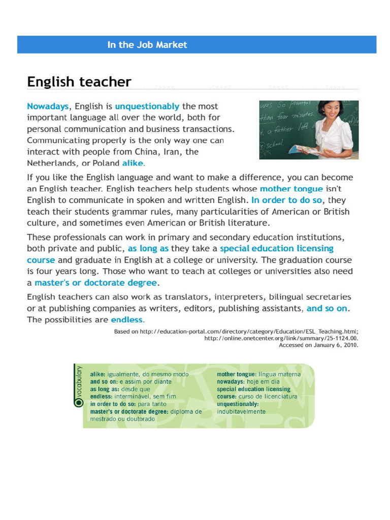 Reading - English Teacher | PDF