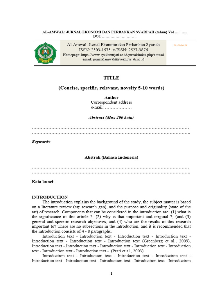 Template Jurnal Amwal | PDF | Times New Roman | Apache Http Server